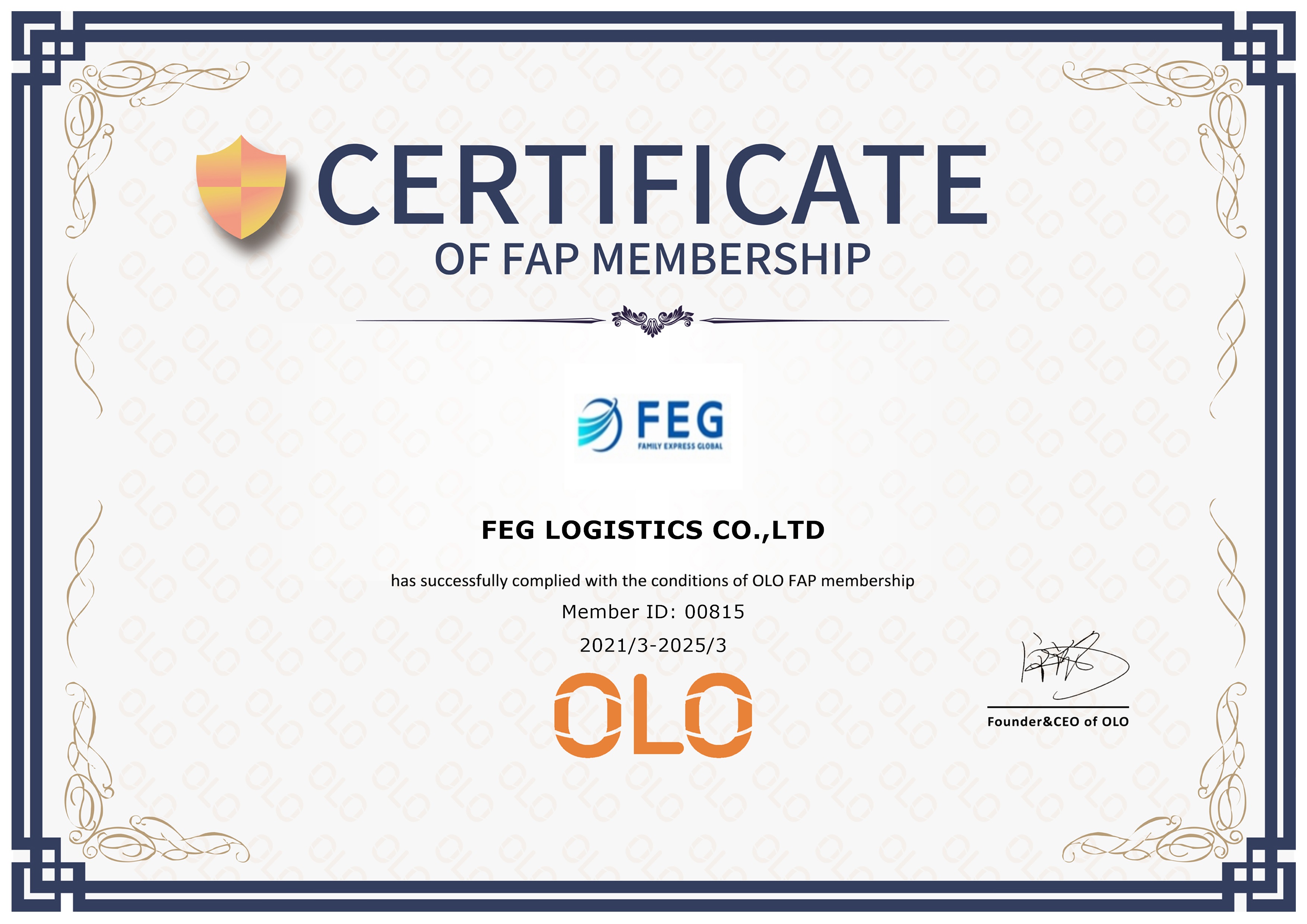 FEG LOGISTICS CO.,LTD - olofamily