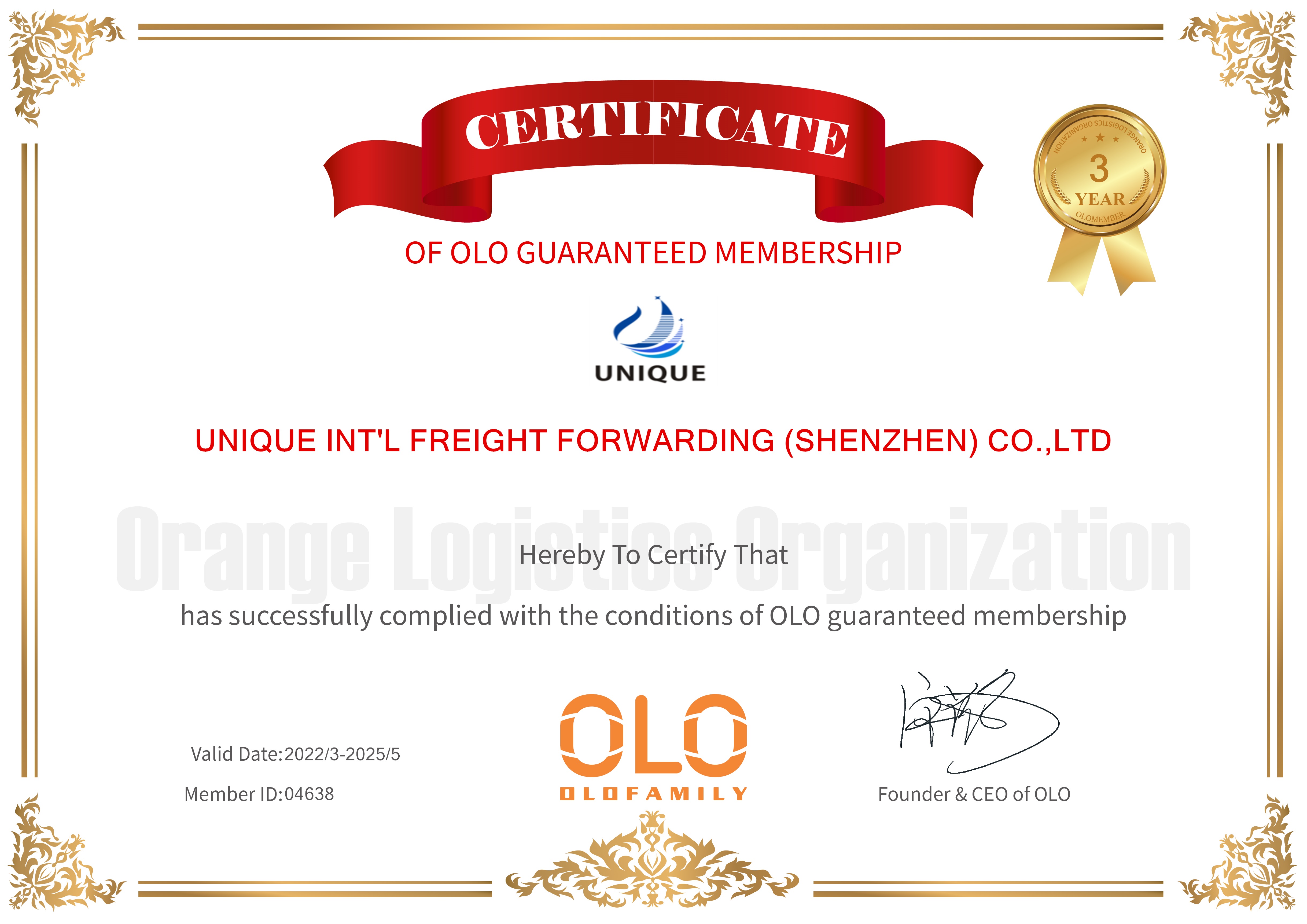 UNIQUE INT'L FREIGHT FORWARDING (SHENZHEN) CO.,LTD - olofamily
