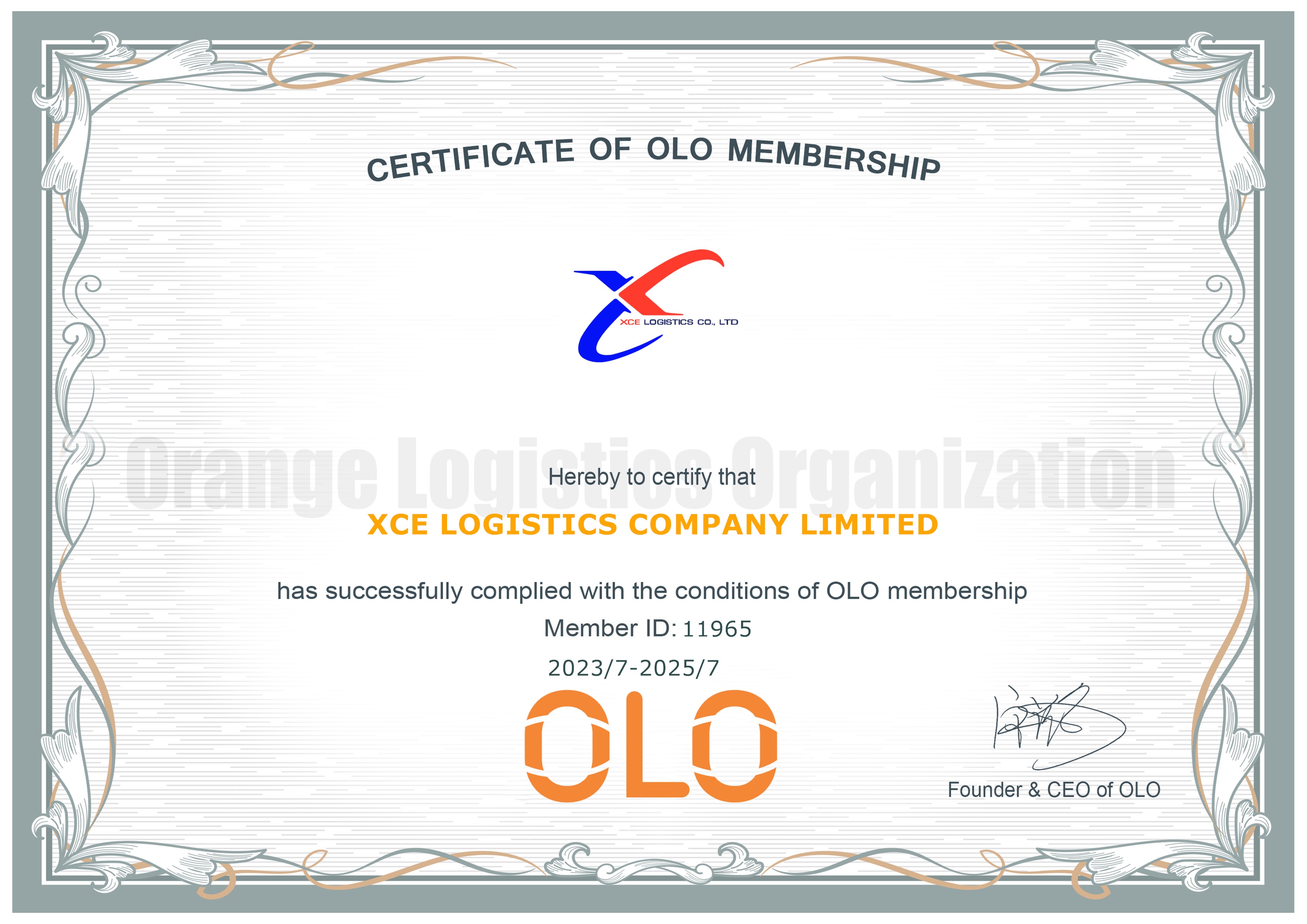 XCE LOGISTICS COMPANY LIMITED - olofamily