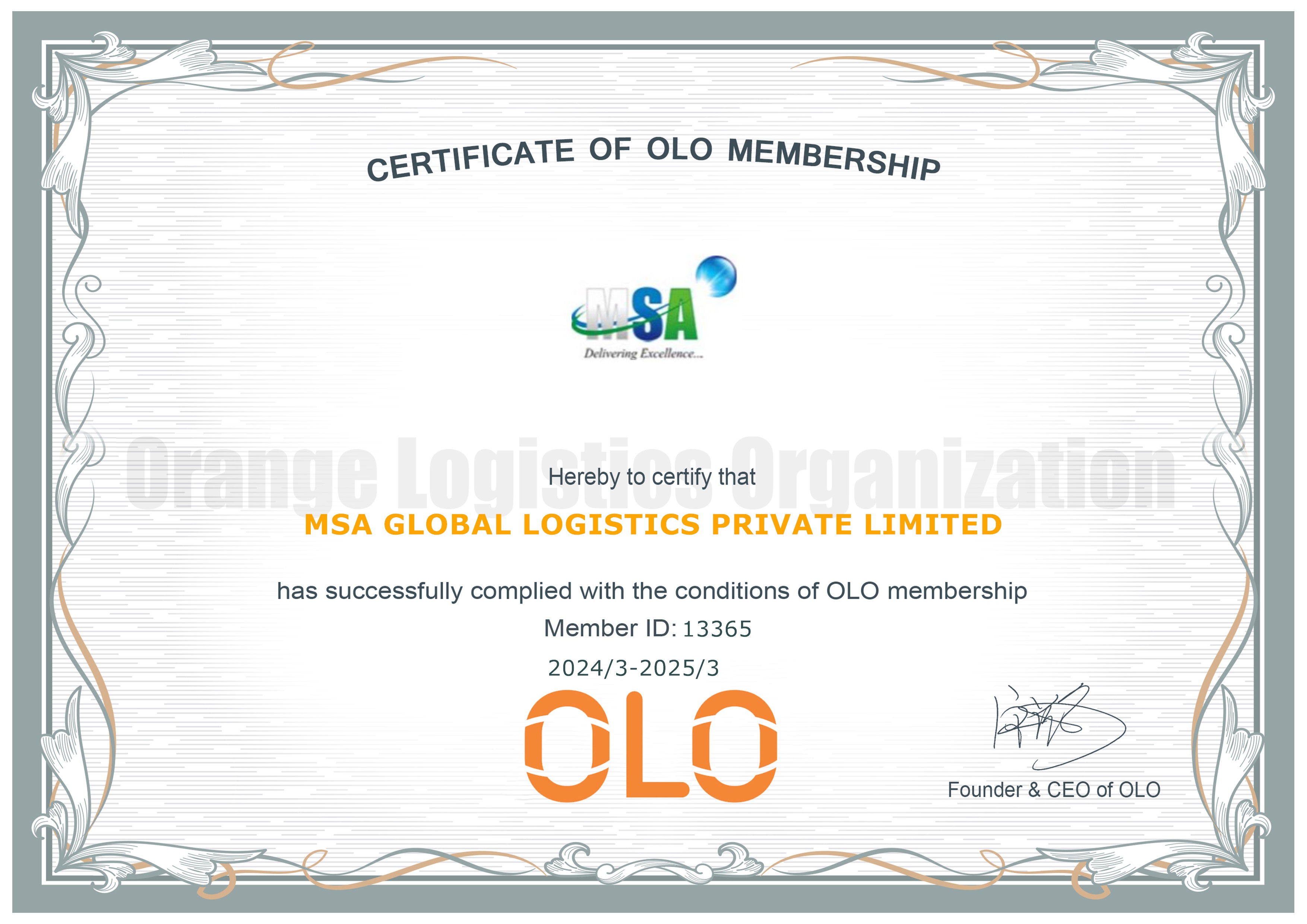 MSA GLOBAL LOGISTICS PRIVATE LIMITED - olofamily