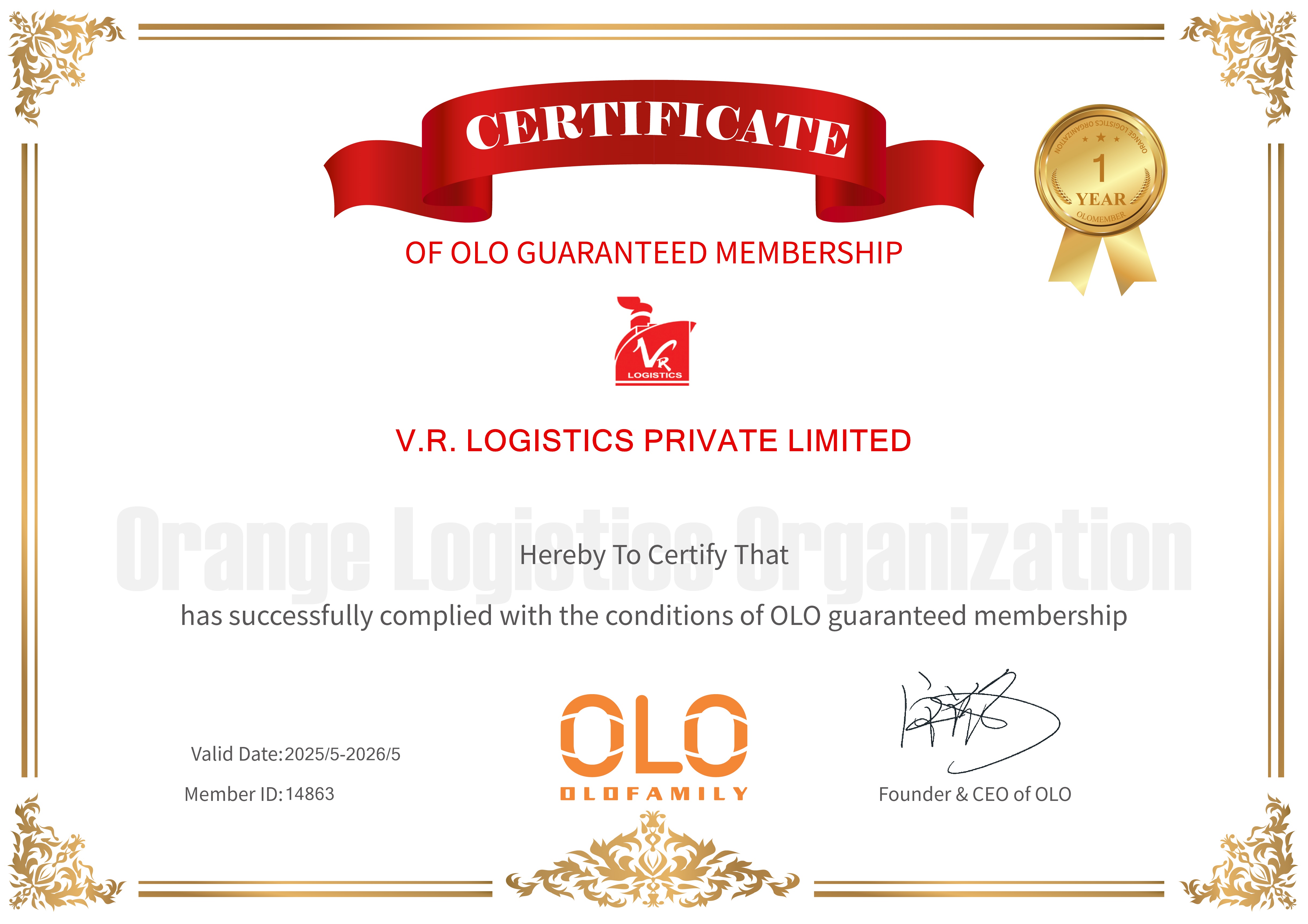 V.R. LOGISTICS PRIVATE LIMITED - olofamily